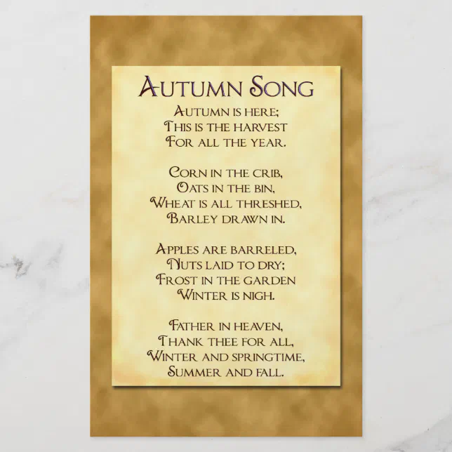 Autumn Song Harvest Poem Flyer | Zazzle