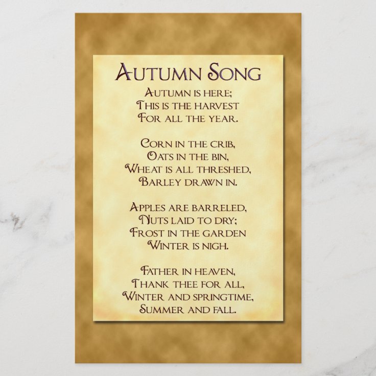 Autumn Song Harvest Poem Flyer | Zazzle