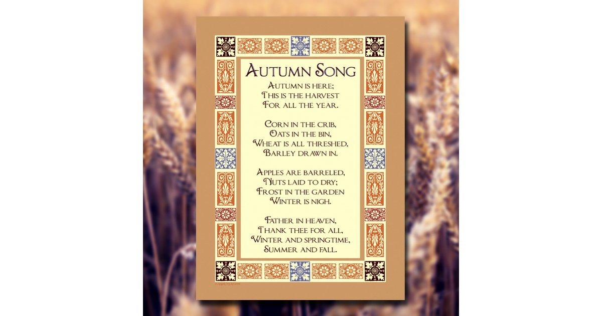 Autumn Song Thanksgiving Harvest Poem Poster | Zazzle