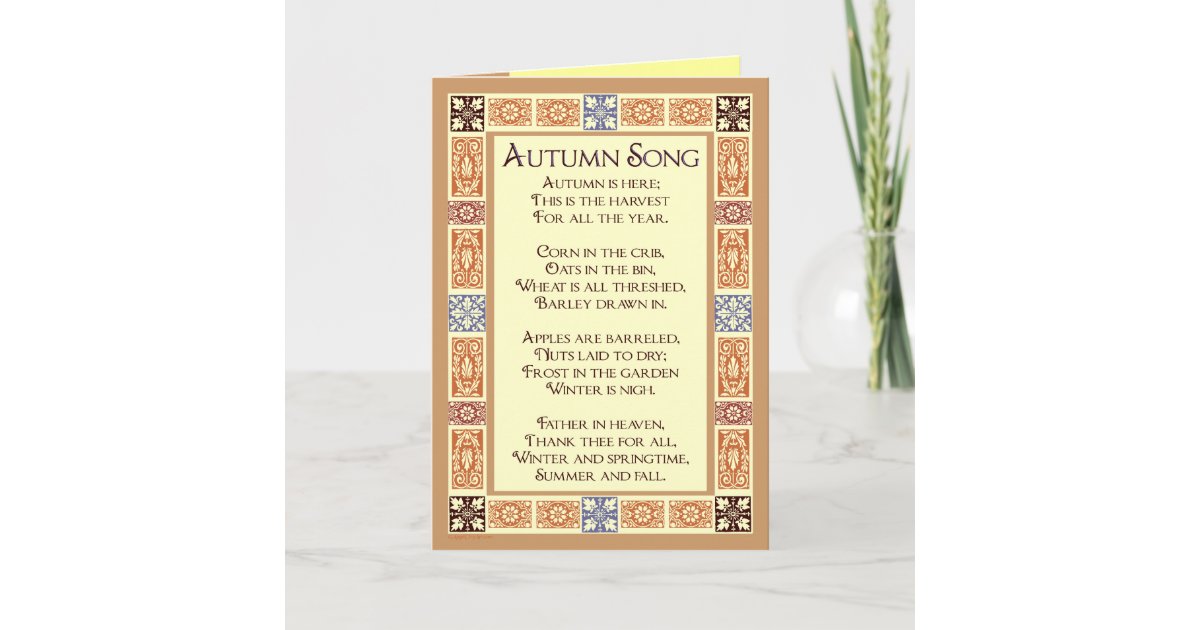 Autumn Song Thanksgiving Poem Greeting Cards | Zazzle
