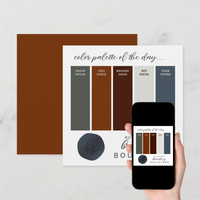 Autumn Spice Rustic Fall Color Palette Card | Zazzle