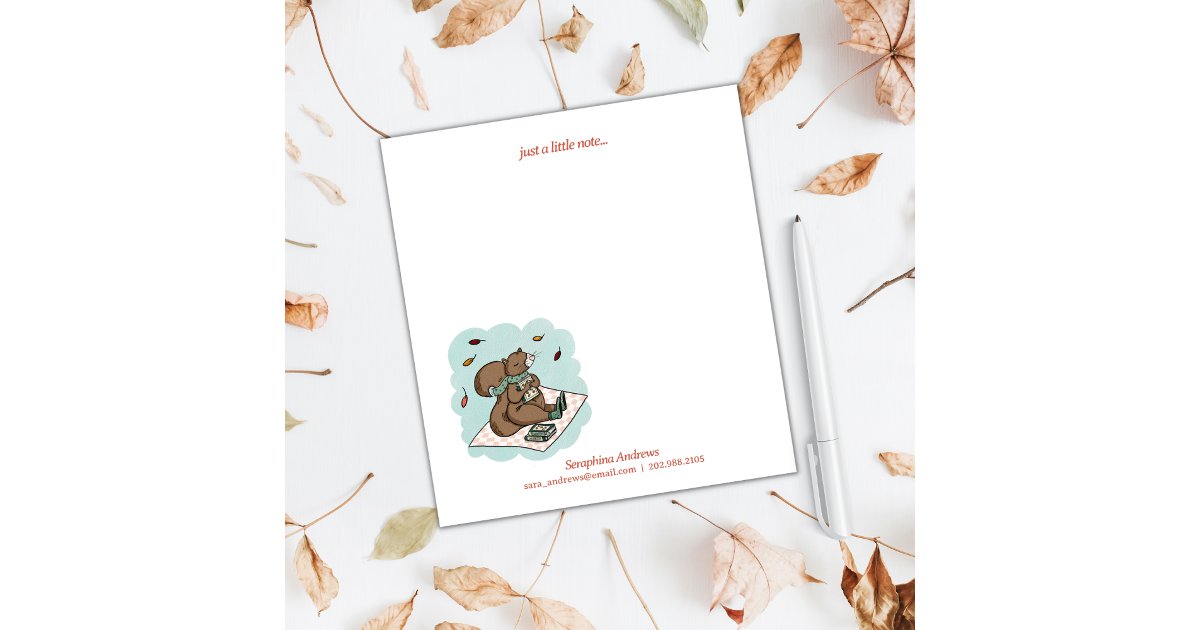 Autumn Squirrel Book Lovers Notepad | Zazzle