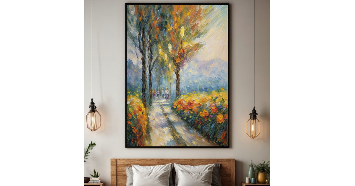 Autumn Stroll Impressionist Pathway Scene Poster | Zazzle