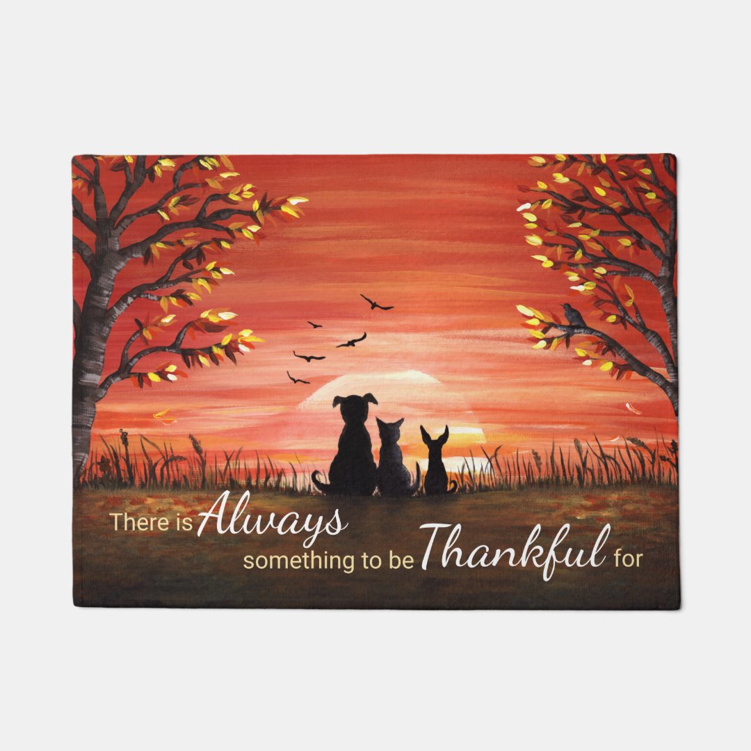 Autumn Sunset Always Thankful Doormat | Zazzle