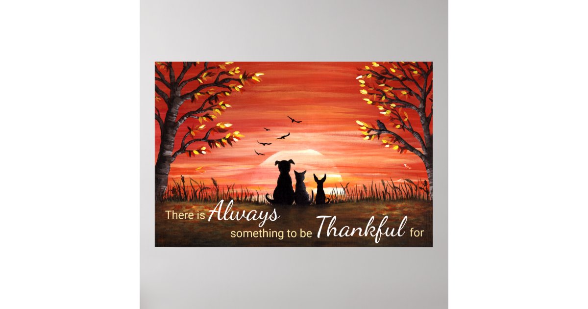 Autumn Sunset Always Thankful Poster | Zazzle