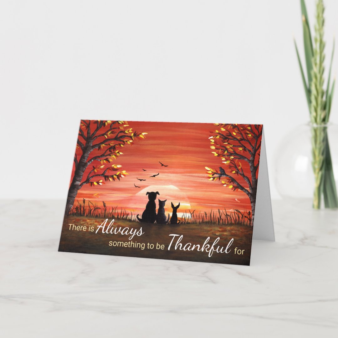 Autumn Sunset Always Thankful Thank You Card | Zazzle