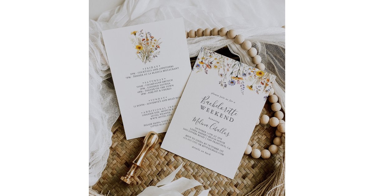 Autumn Sunshine Wildflower Bachelorette Weekend Invitation | Zazzle