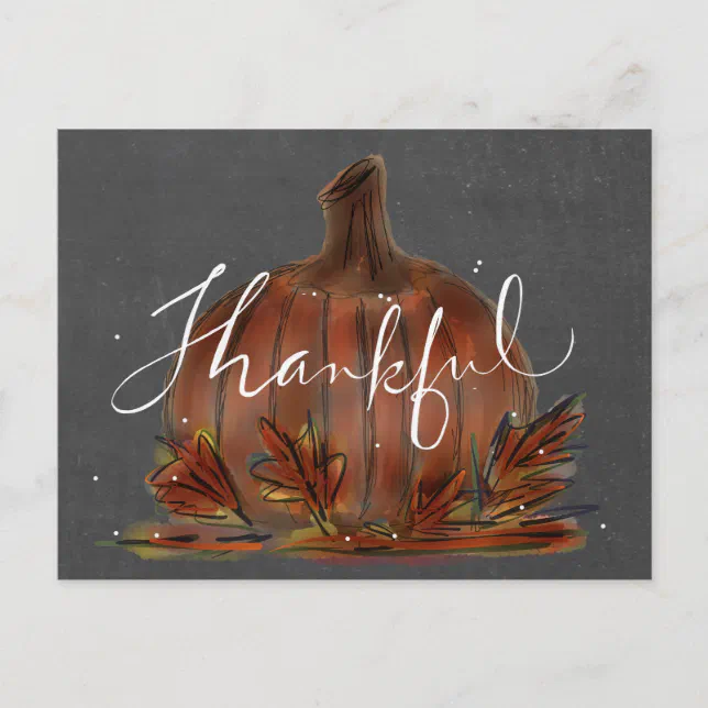 Autumn "Thankful" Pumpkin Postcard | Zazzle