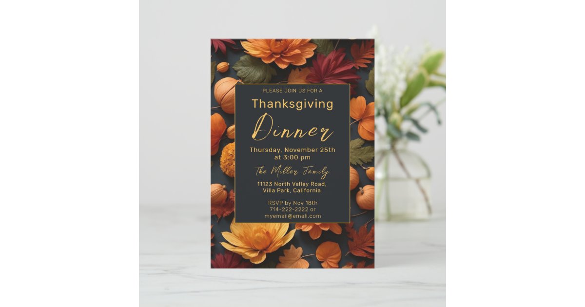 Autumn Thanksgiving Dinner Invitation | Zazzle