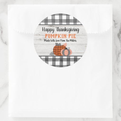 Autumn Thanksgiving Pumpkin Pie Classic Round Sticker | Zazzle