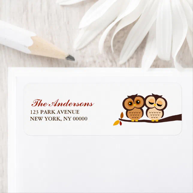 Autumn Themed Owls Wedding Label | Zazzle