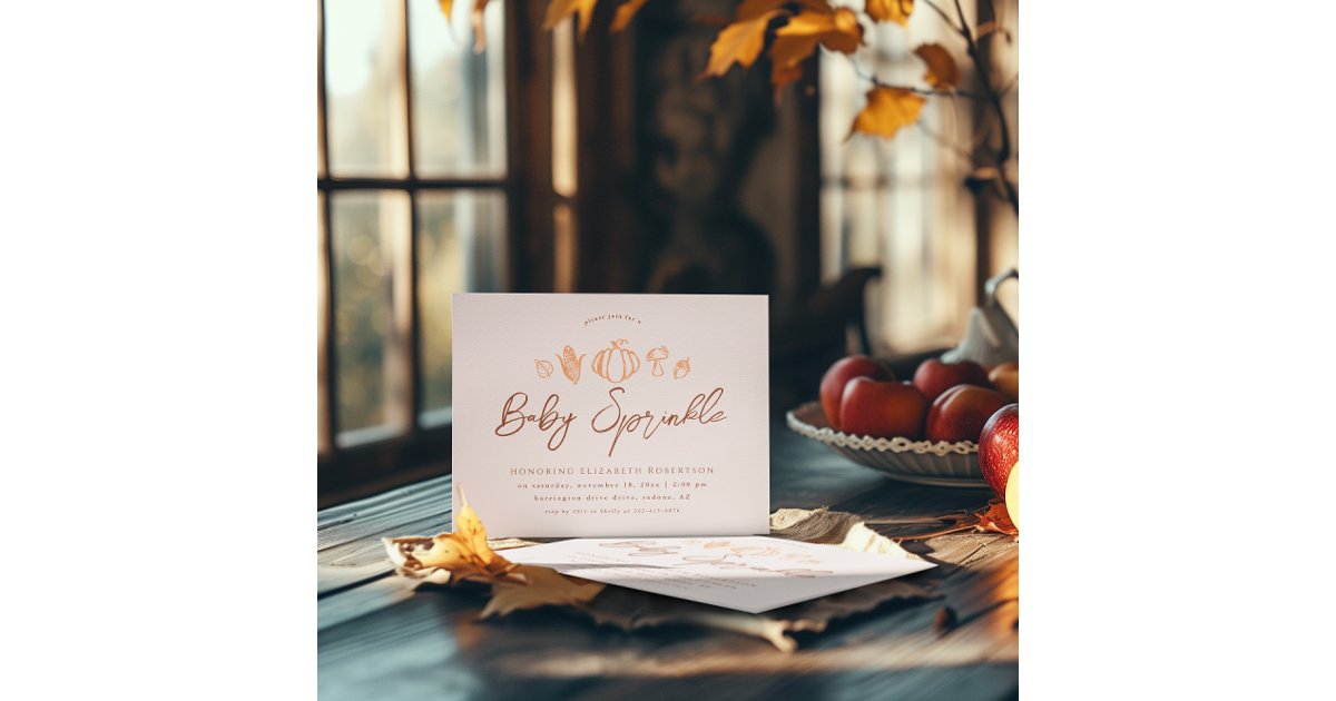 Autumn Things | Boho Thanksgiving Baby Shower Invitation | Zazzle