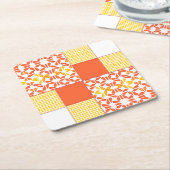 Autumn Tints Quilt Block Pattern Square Paper Coaster | Zazzle