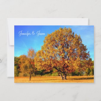 Autumn Tree Falling Leaves Fall Wedding Invitation | Zazzle