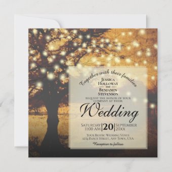 Autumn Tree with Lights Rustic Wedding Invitation | Zazzle