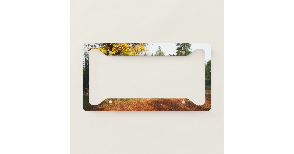 Autumn Trees and Leaves on Ground License Plate Frame | Zazzle