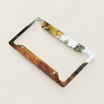 Autumn Trees and Leaves on Ground License Plate Frame | Zazzle