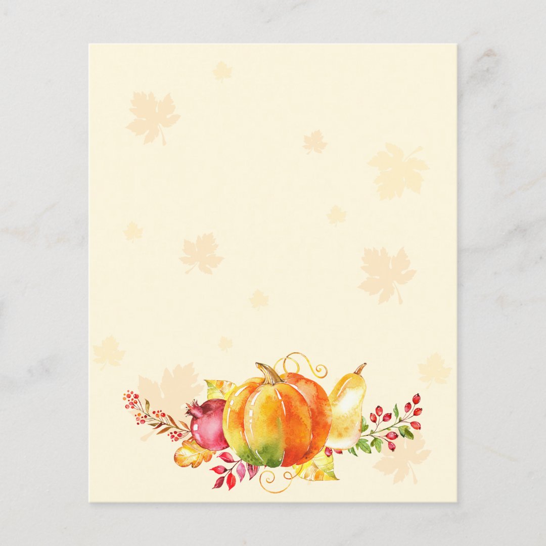 Autumn vegetables, fruits Thanksgiving Letterhead | Zazzle