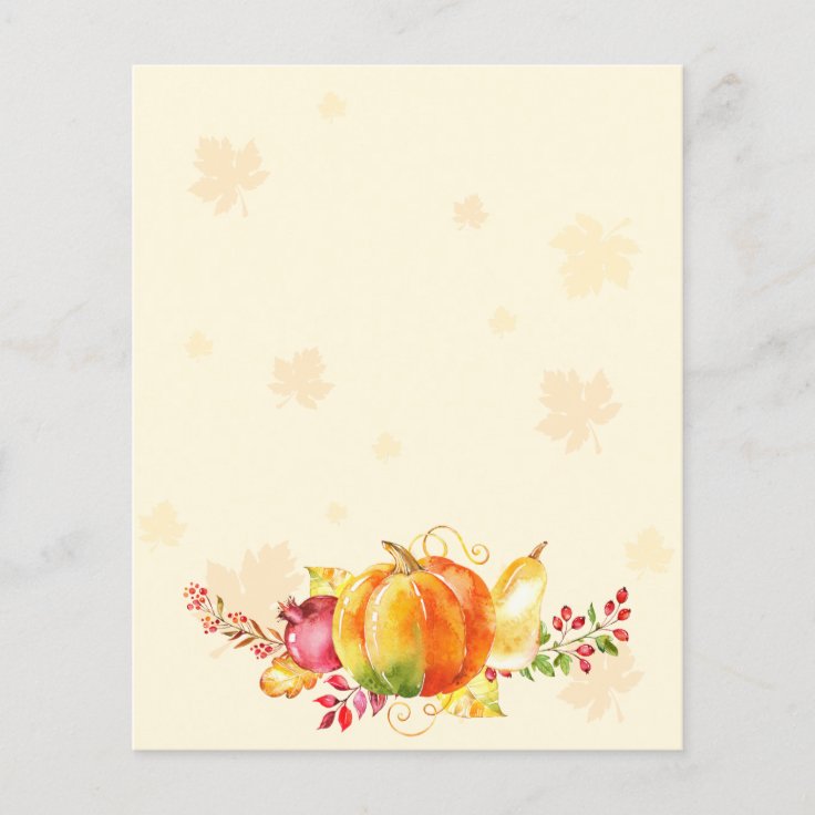 Autumn vegetables, fruits Thanksgiving Letterhead | Zazzle