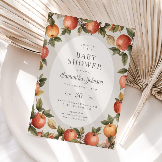 Autumn Vintage Apple Baby Shower Invitation | Zazzle
