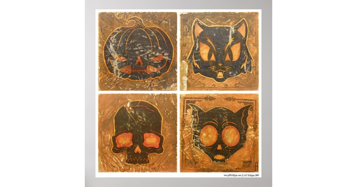 Autumn Vintage Halloween Poster | Zazzle