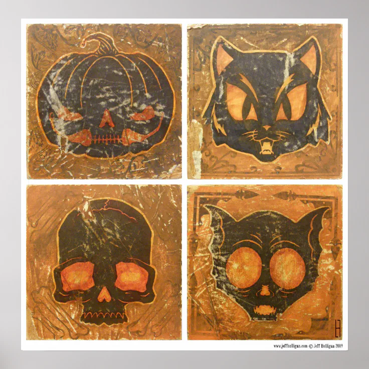 Autumn Vintage Halloween Poster | Zazzle