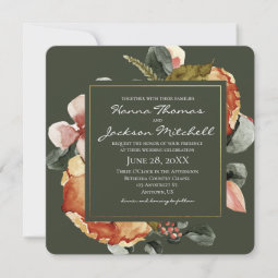Autumn Watercolor Floral Wedding Invitation | Zazzle