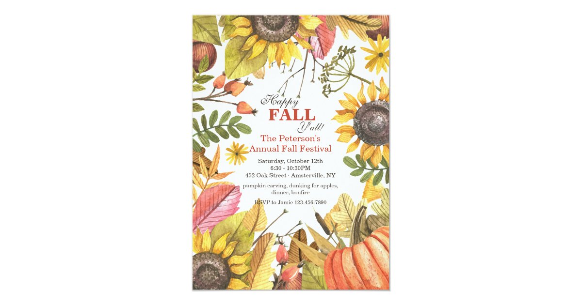 Autumn Watercolor Invitation | Zazzle.com