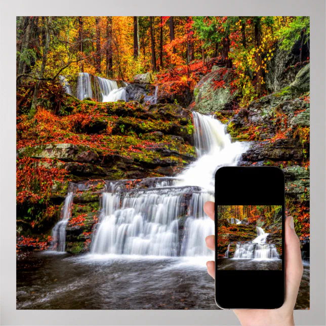 Autumn Waterfall Poster | Zazzle