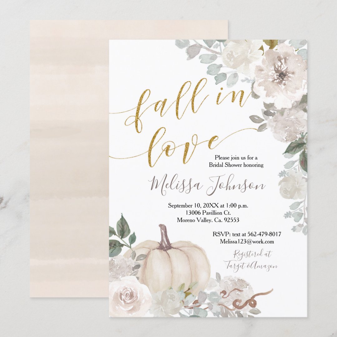 Autumn White Pumpkin Fall in Love invitation | Zazzle