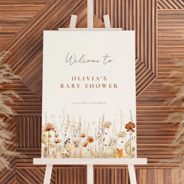 Autumn Wildflower Field Baby Shower Welcome Sign | Zazzle