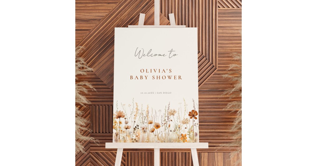 Autumn Wildflower Field Baby Shower Welcome Sign | Zazzle