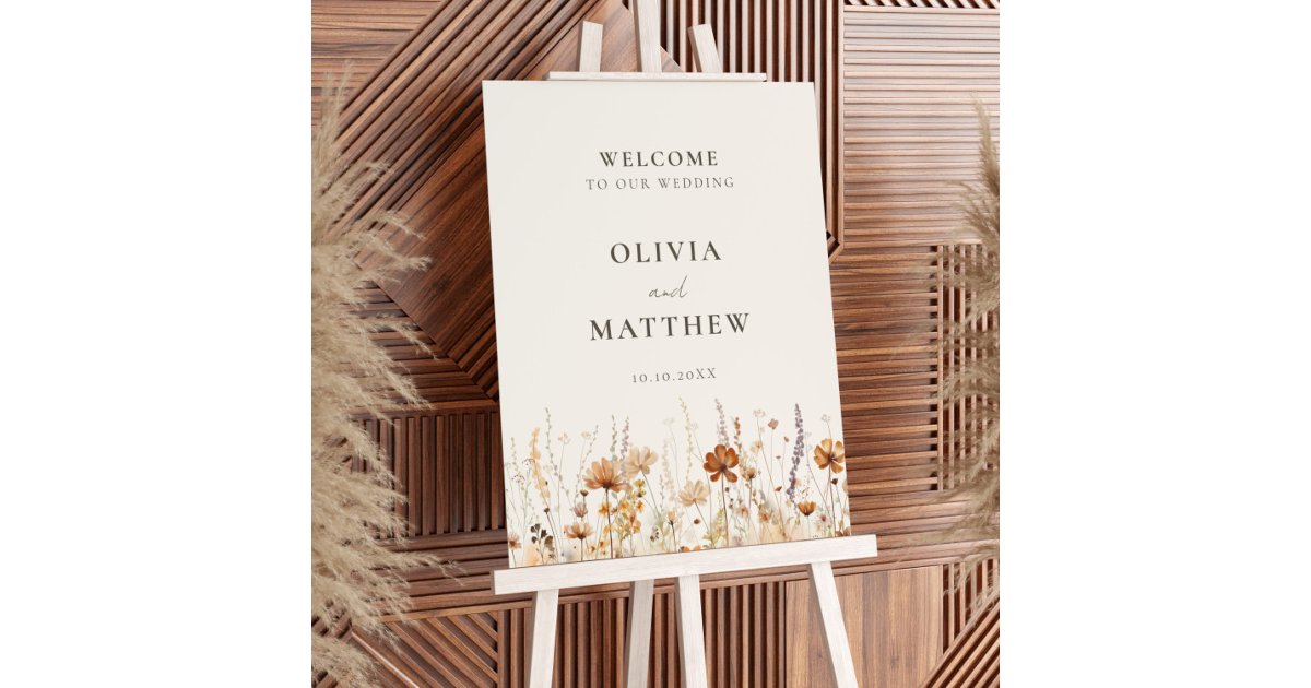 Autumn Wildflower Meadow Wedding Welcome Sign | Zazzle