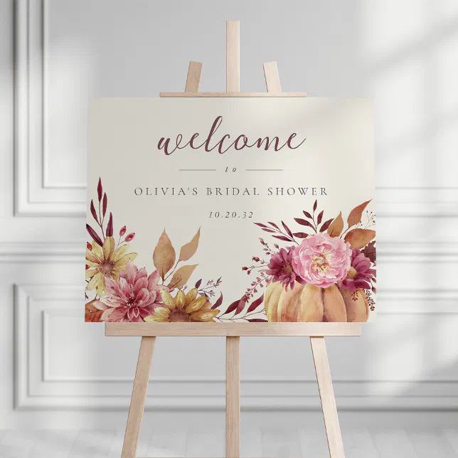 Autumn Wildflowers & Pumpkin Event Welcome Sign | Zazzle