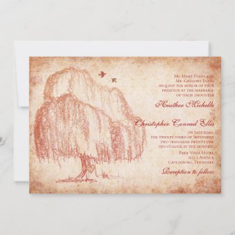 Autumn Willow Tree Wedding Invitation | Zazzle
