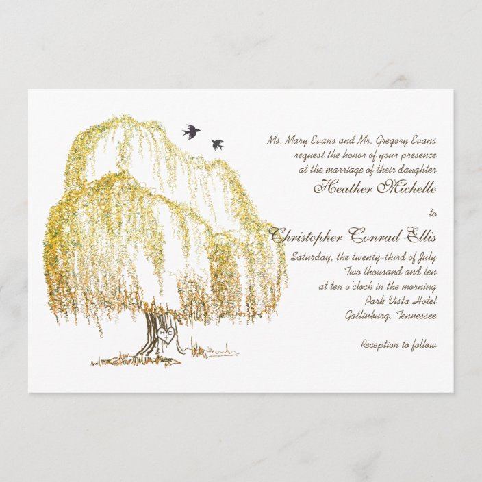 Autumn Willow Tree Wedding Invitation | Zazzle.com
