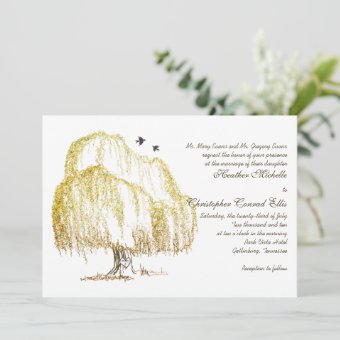 Autumn Willow Tree Wedding Invitation | Zazzle