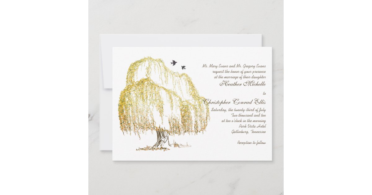 Autumn Willow Tree Wedding Invitation | Zazzle