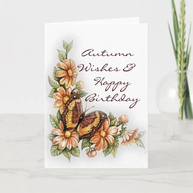 Autumn Wishes Happy Birthday Greeting Card | Zazzle