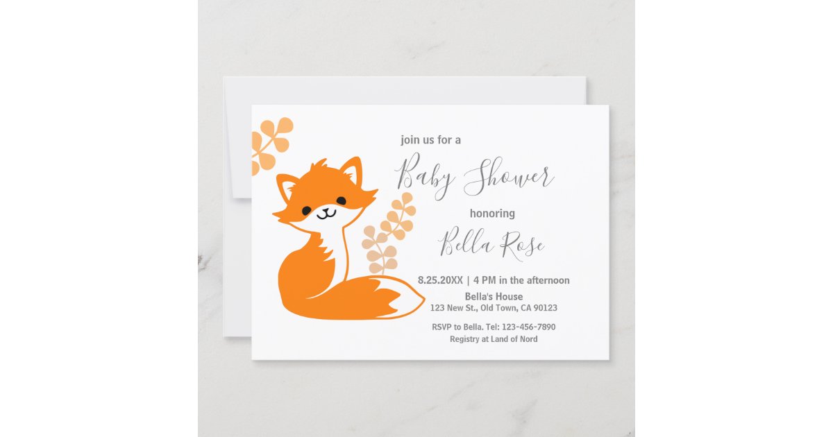 Autumn Woodland Fox Baby Shower Invitations | Zazzle