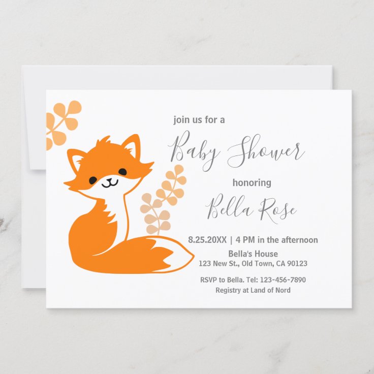 Autumn Woodland Fox Baby Shower Invitations | Zazzle