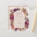 Autumn Wreath Arch Pink Baby Shower Bingo Game | Zazzle