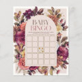 Autumn Wreath Arch Pink Baby Shower Bingo Game | Zazzle