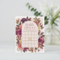 Autumn Wreath Arch Pink Baby Shower Bingo Game | Zazzle