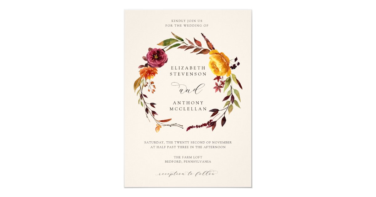 Autumn Wreath Wedding invitation | Zazzle.com