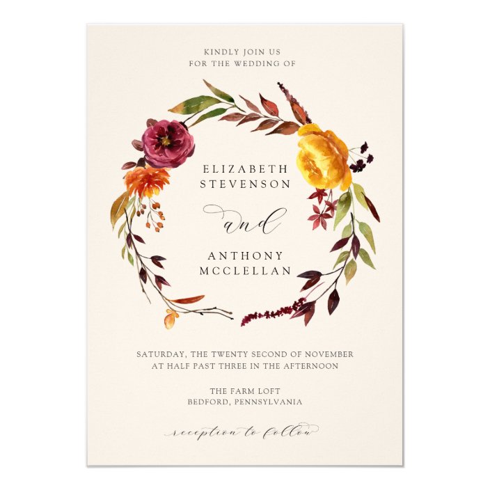 Autumn Wreath Wedding invitation | Zazzle.com
