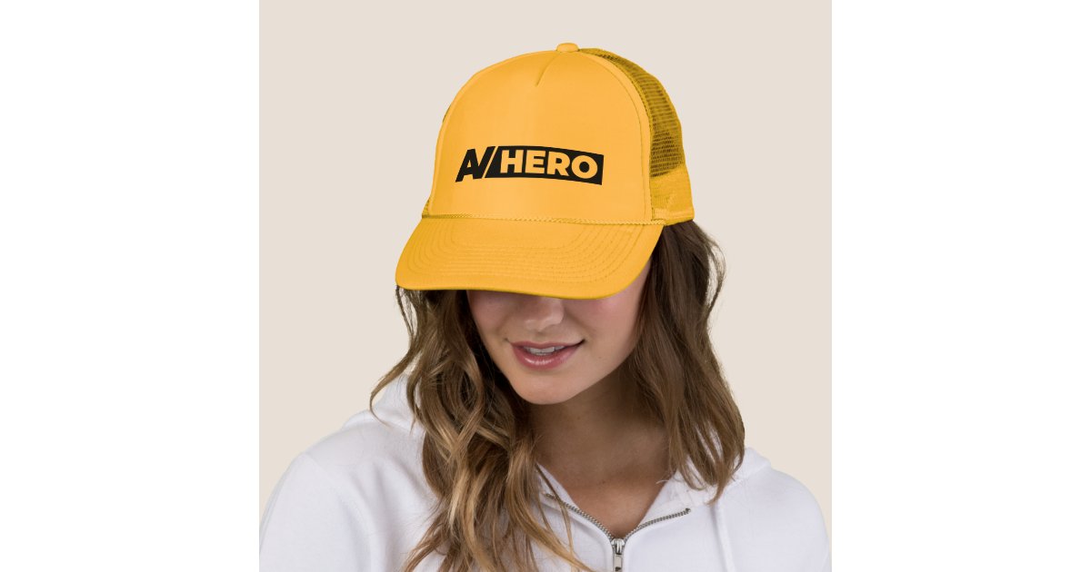 AV HERO YELLOW TRUCKER HAT | Zazzle