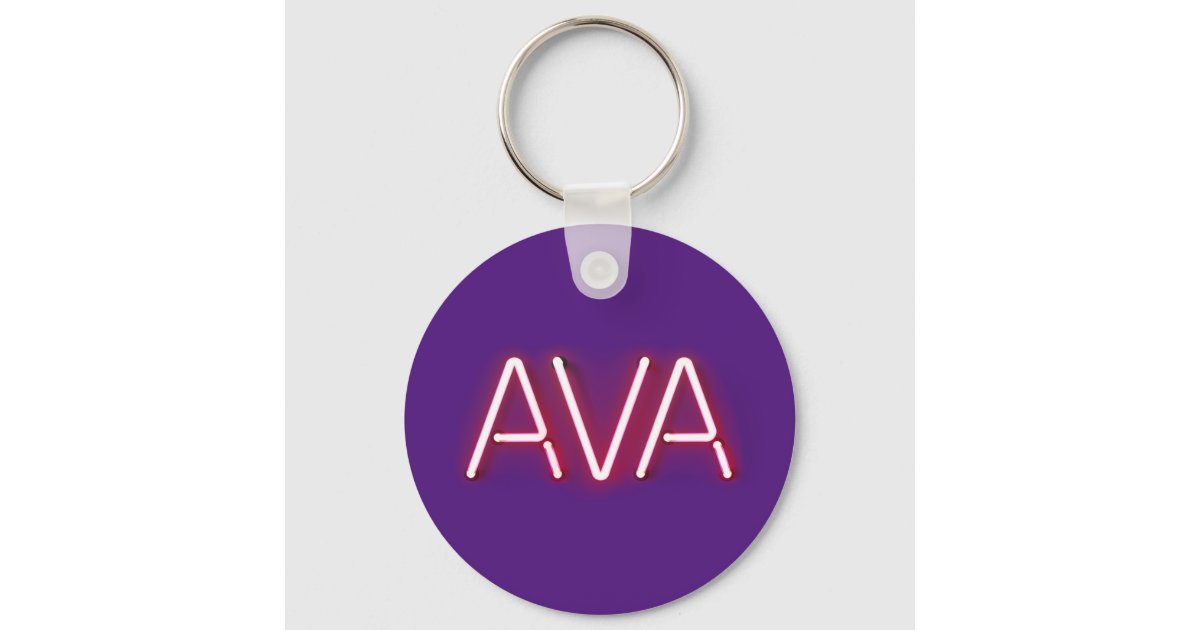 Ava name in glowing neon lights keychain | Zazzle