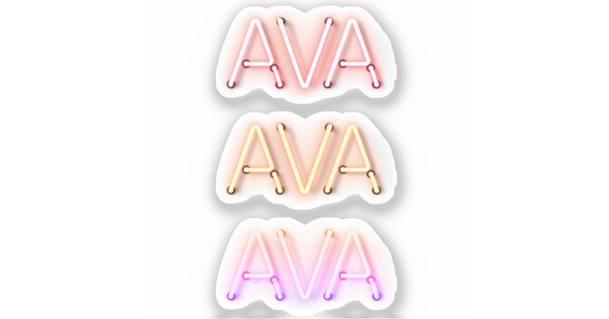 Ava name in glowing neon lights x3 sticker | Zazzle