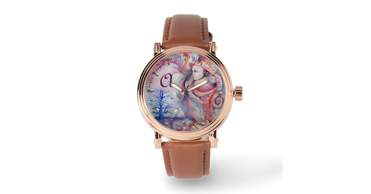 AVALON Magic & Mystery Pınk Blue Fantasy Monogram Watch | Zazzle